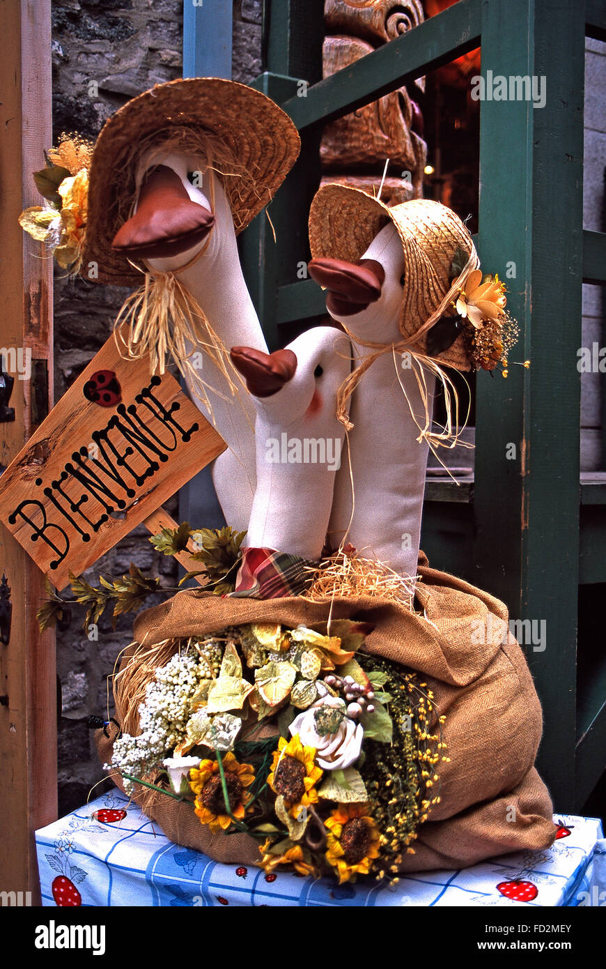 Crafts for sale,Petit Champlain,Quebec City Stock Photo - Alamy