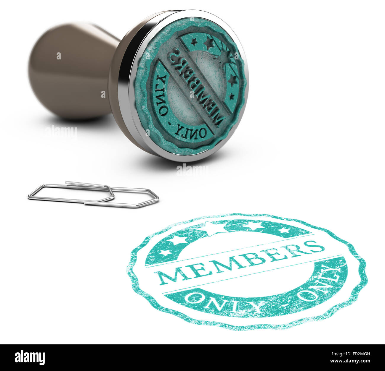 Rubber stamp image with the text members only printed on a white ...