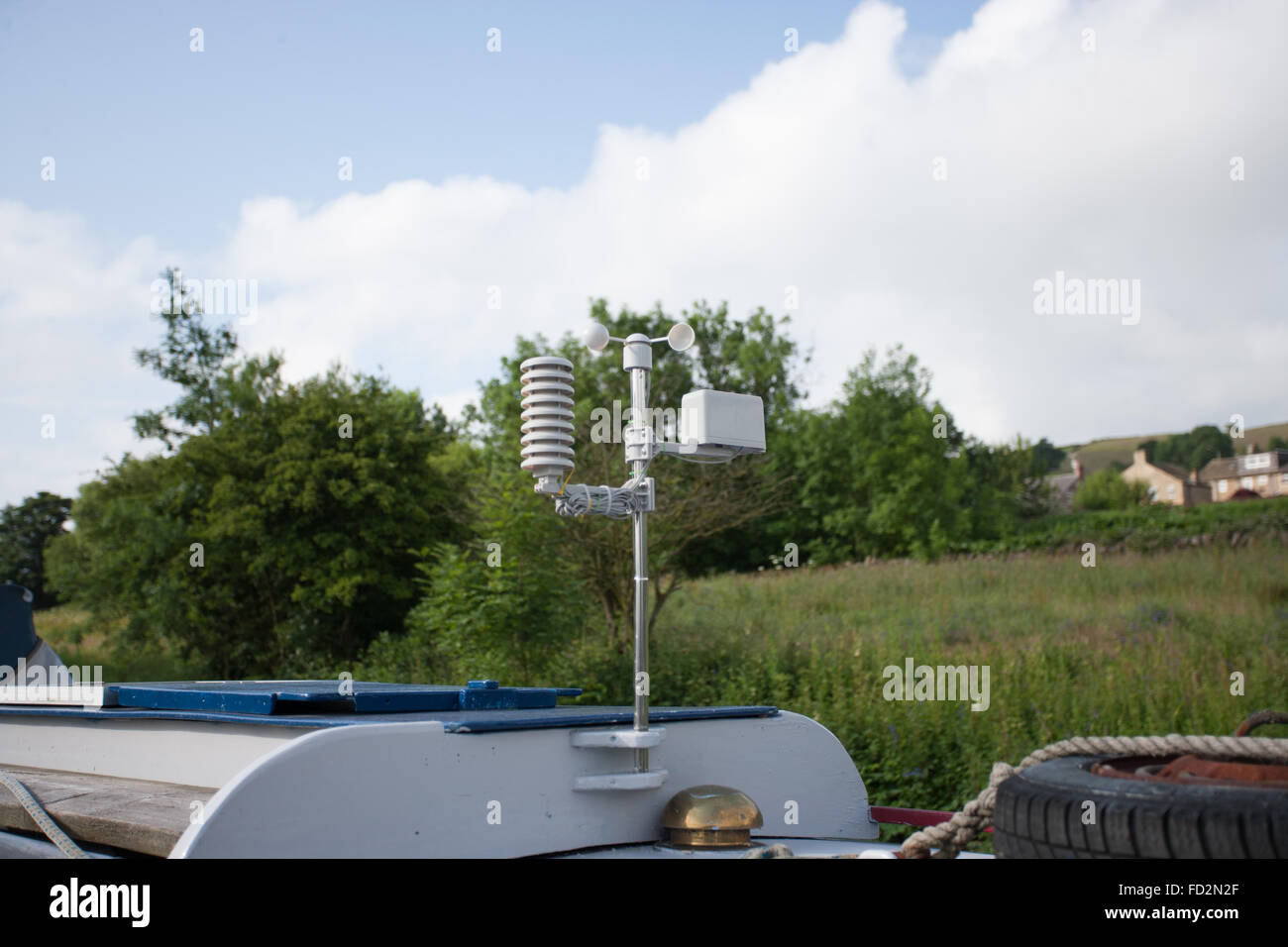 Weather station on Narrow boat Stock Photo - Alamy