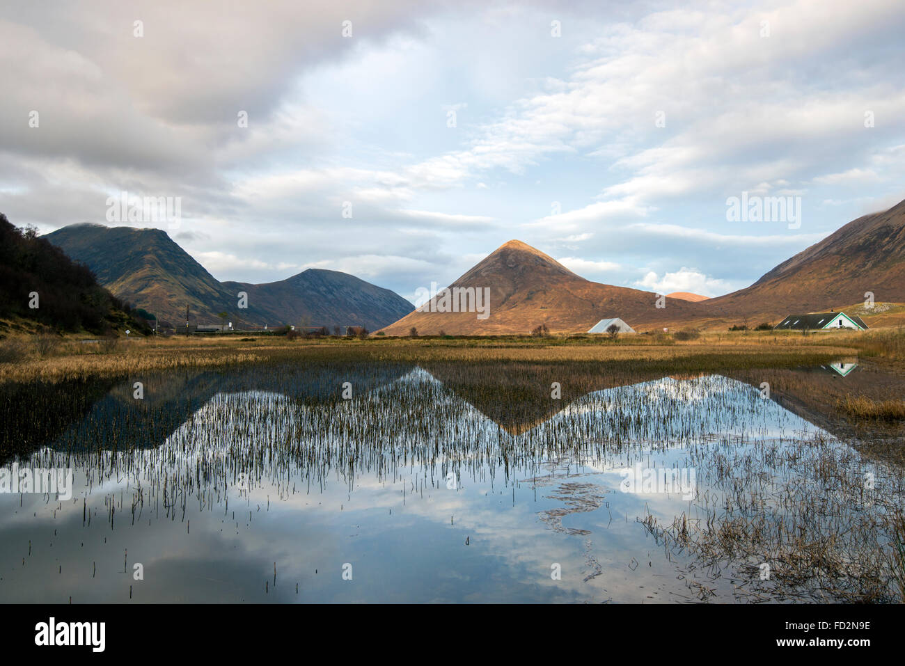 Reflections on a small Lochan at Kilmarie on the Elgol Road, Isle of ...