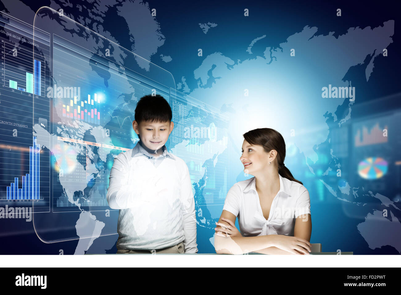 Young teacher and school boy at computing lesson Stock Photo - Alamy