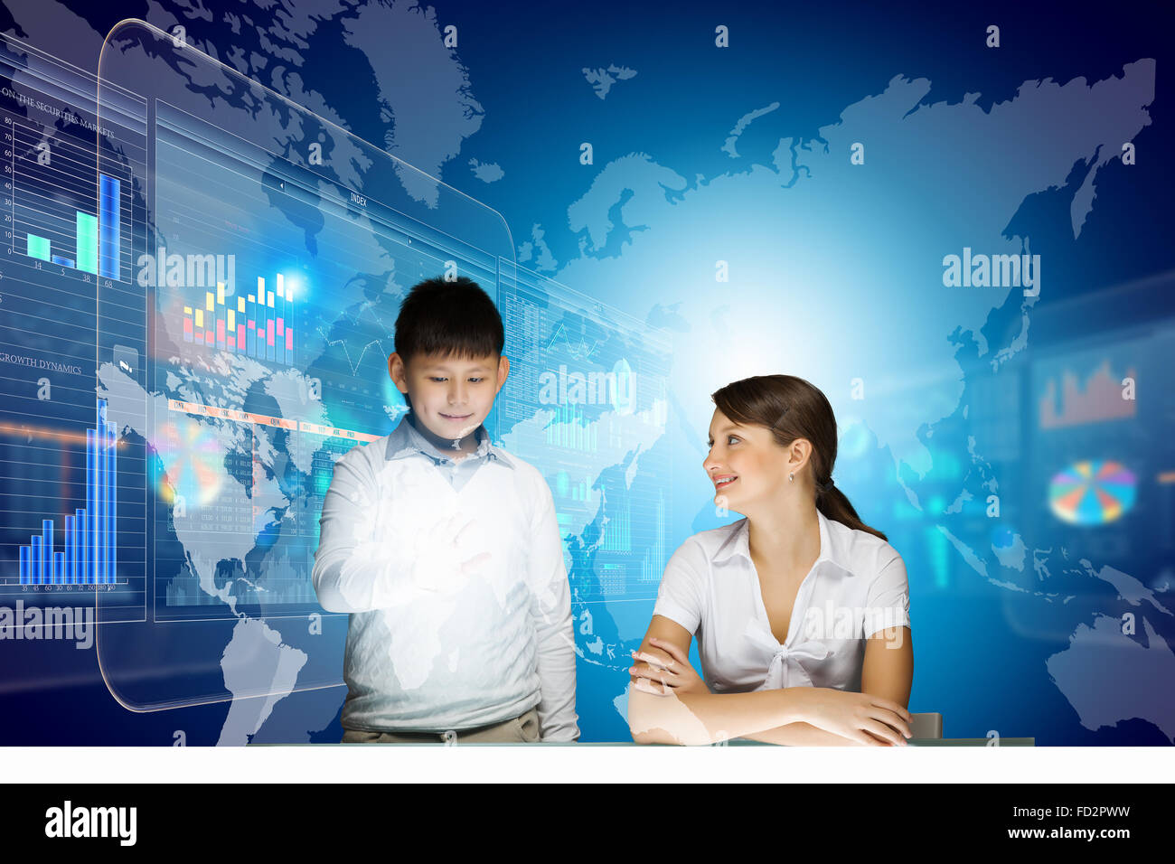 Young teacher and school boy at computing lesson Stock Photo - Alamy