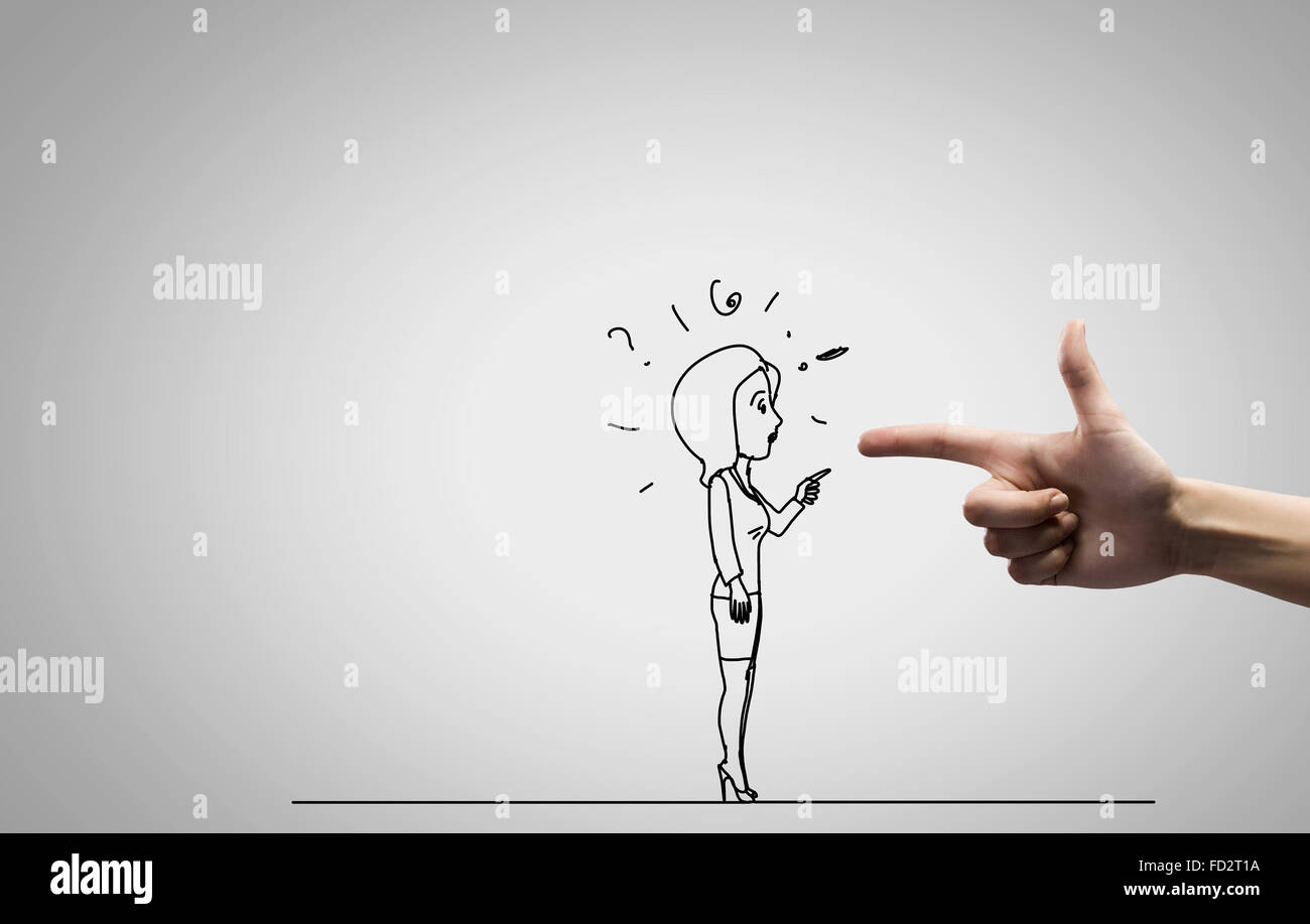 Close up of human hand attacking businesswoman Stock Photo - Alamy