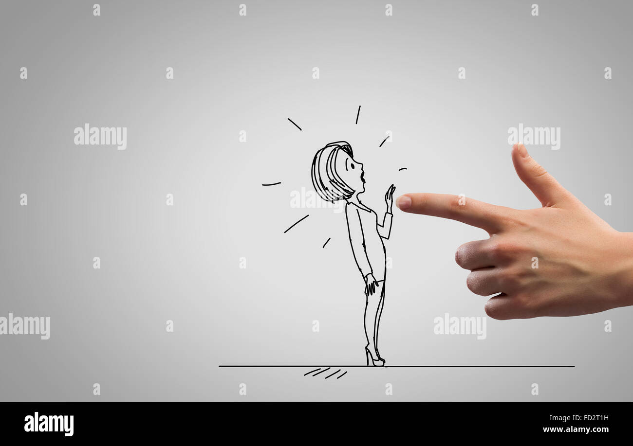 Close up of human hand attacking businesswoman Stock Photo - Alamy