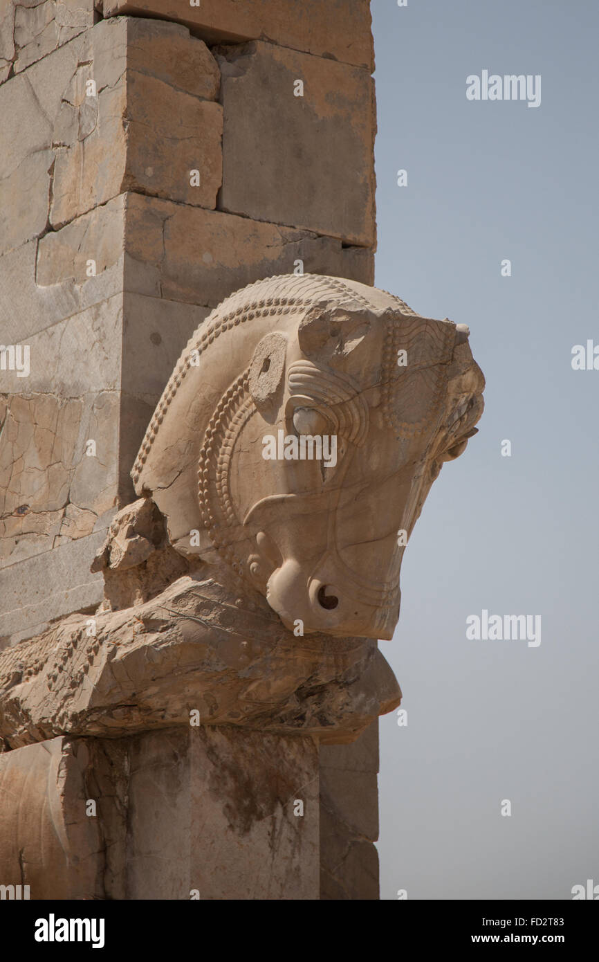 statues decorating the ancient capital of Persepolis, Iran Stock Photo ...
