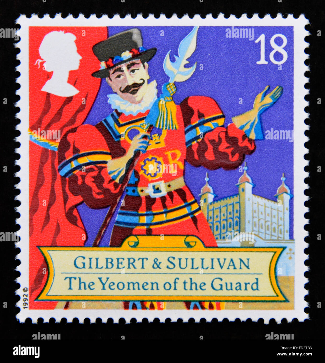 Postage stamp. Great Britain. Queen Elizabeth II. 1992. 150th.Birth ...