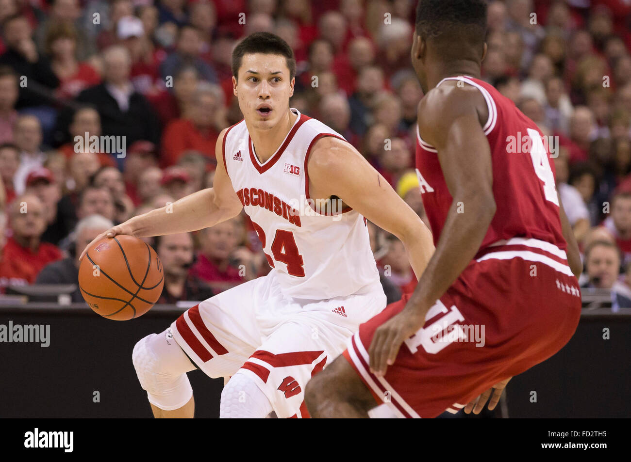 January 26, 2016: Wisconsin Badgers guard Bronson Koenig #24 in action ...