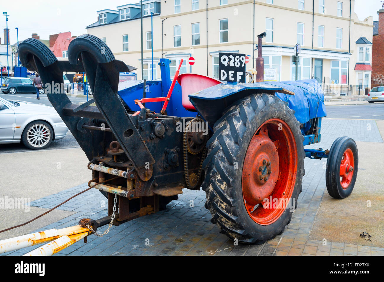 A fisherman's tractor with on Redcar Promenade with a mechanical buffer ...