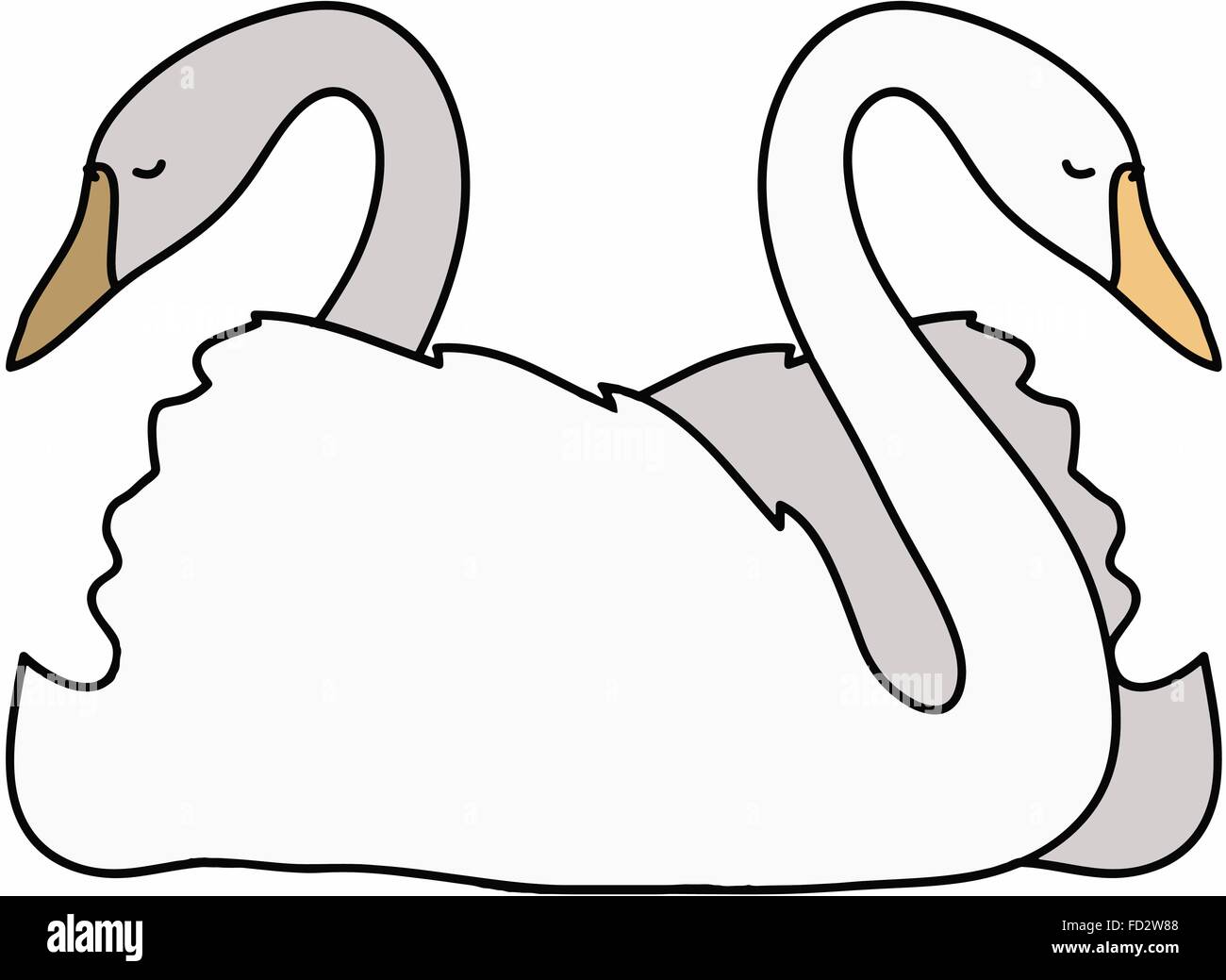 Vector Illustration Of Two Swans In Love Stock Vector Image And Art Alamy