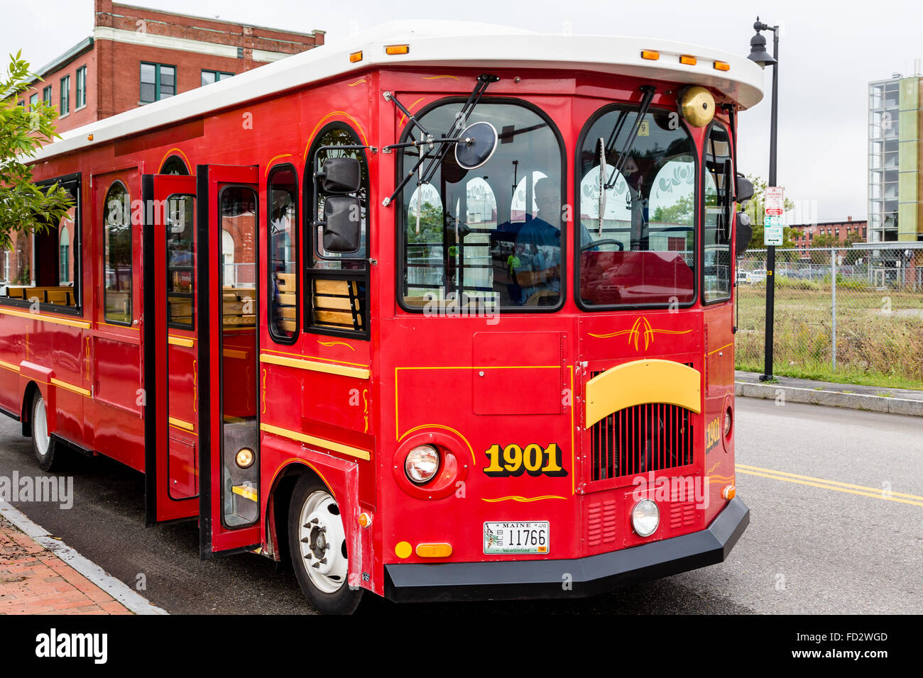 Red trolley bus hi-res stock photography and images - Alamy