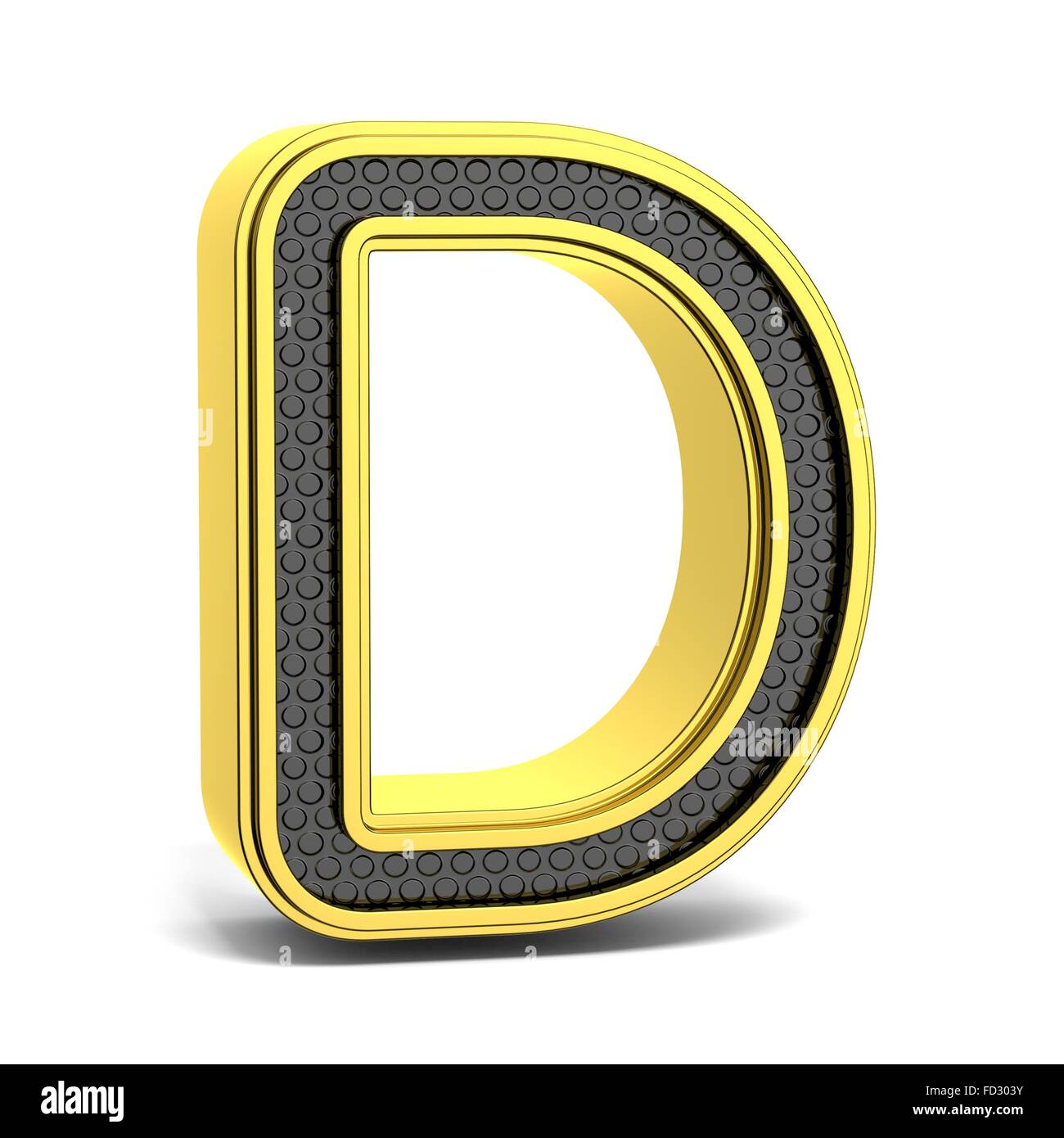 Golden and black round alphabet. Letter D. 3D render illustration ...