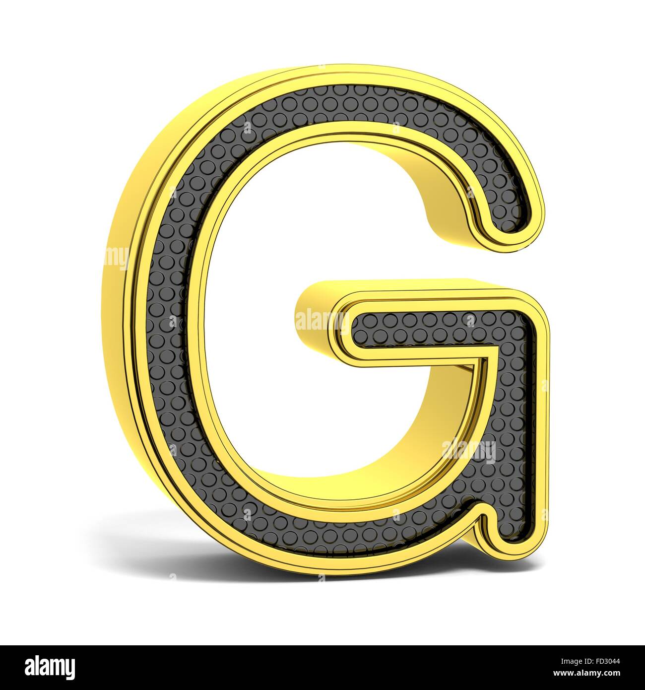 Golden and black round alphabet. Letter G. 3D render illustration ...