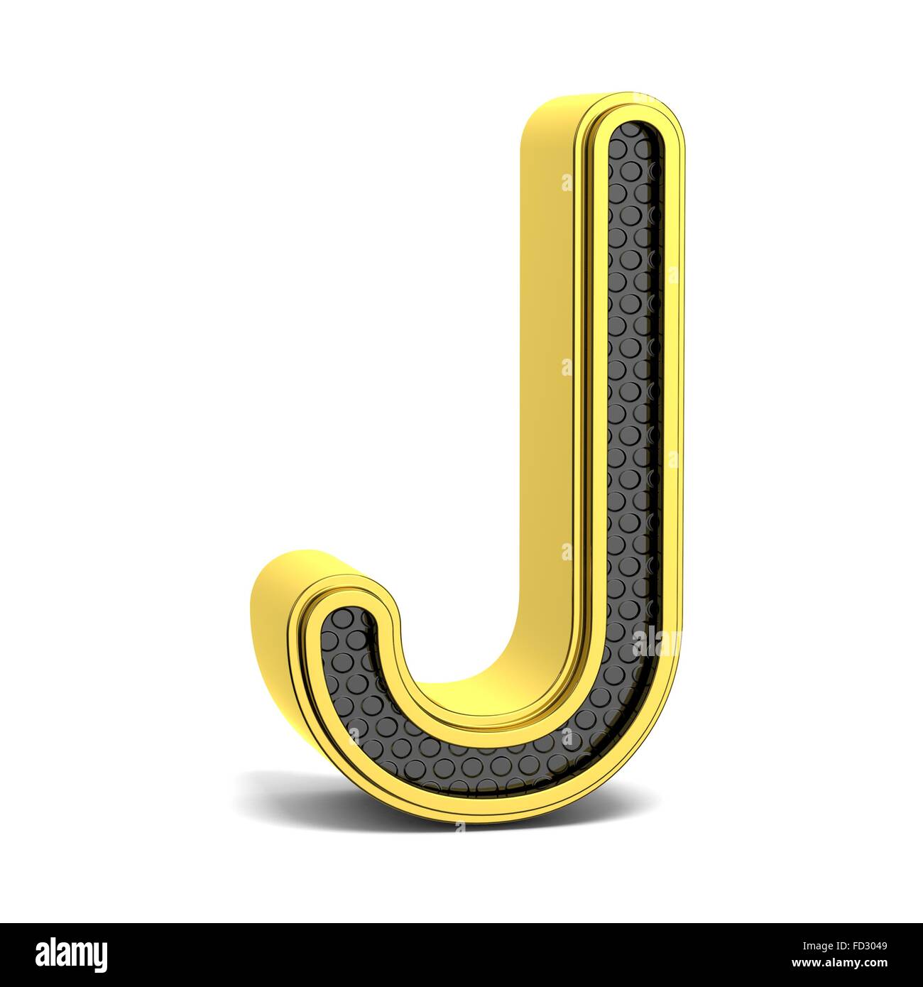 Golden and black round alphabet. Letter J. 3D render illustration ...