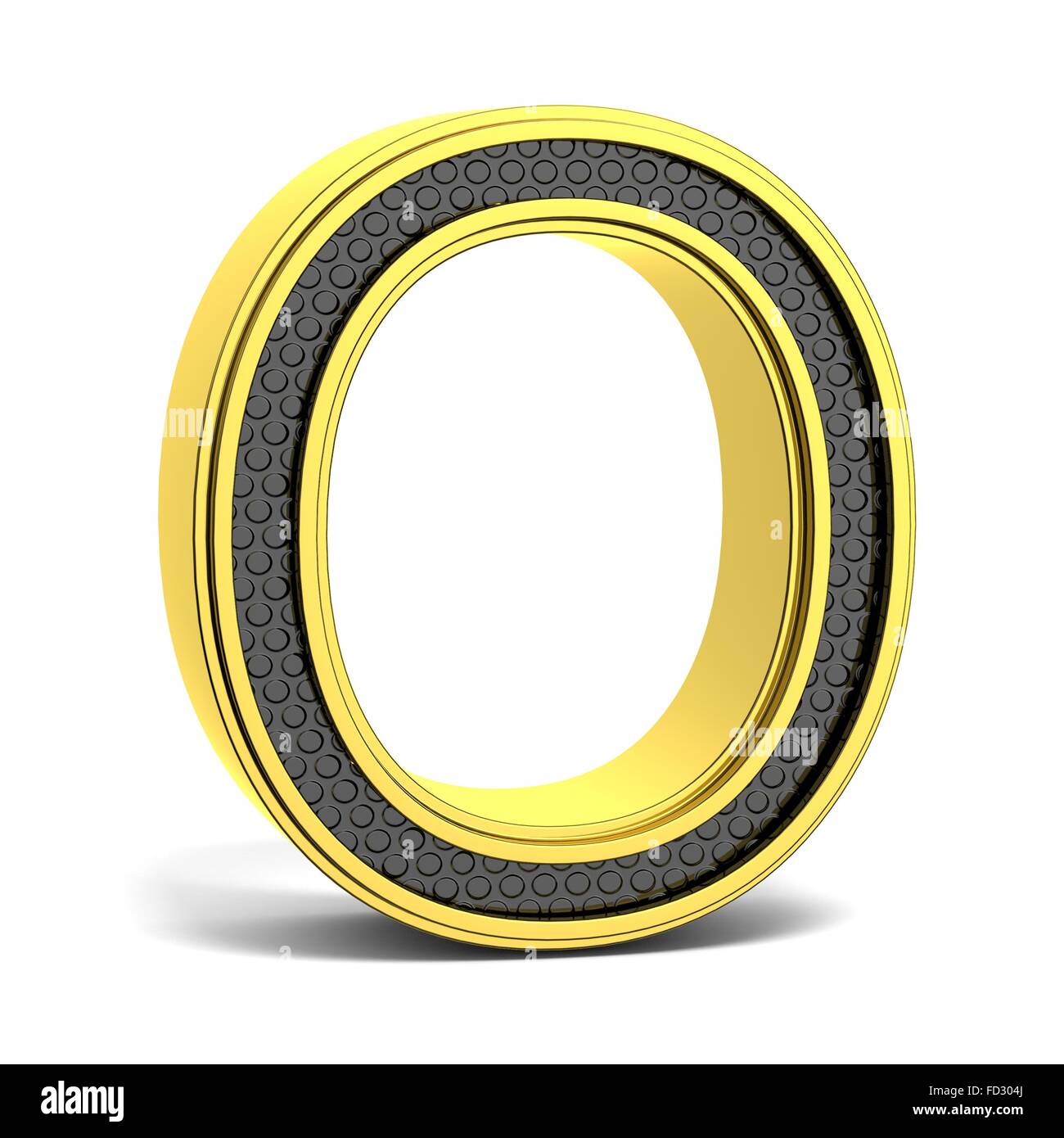 Golden and black round alphabet. Letter O. 3D render illustration ...