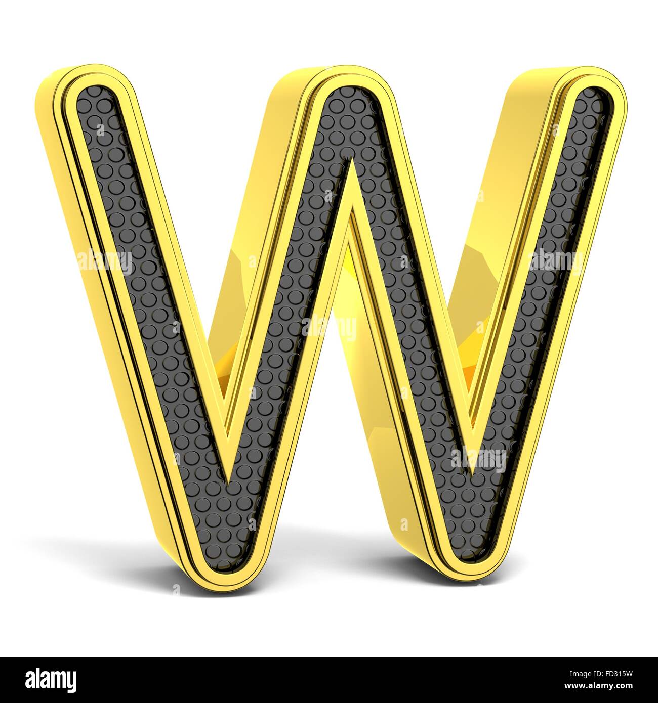 Golden and black round alphabet. Letter W. 3D render illustration ...
