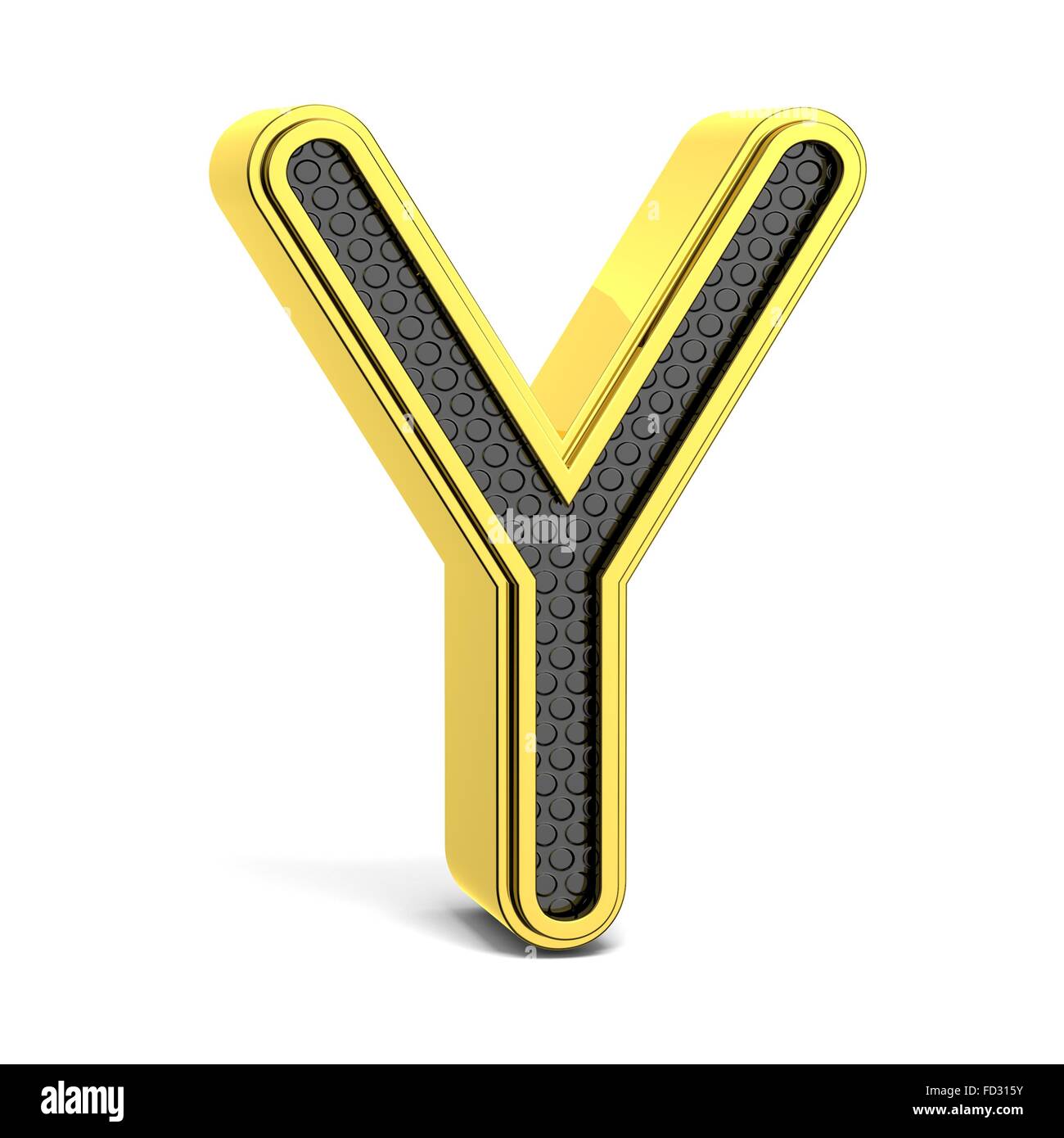 Golden and black round alphabet. Letter Y. 3D render illustration ...