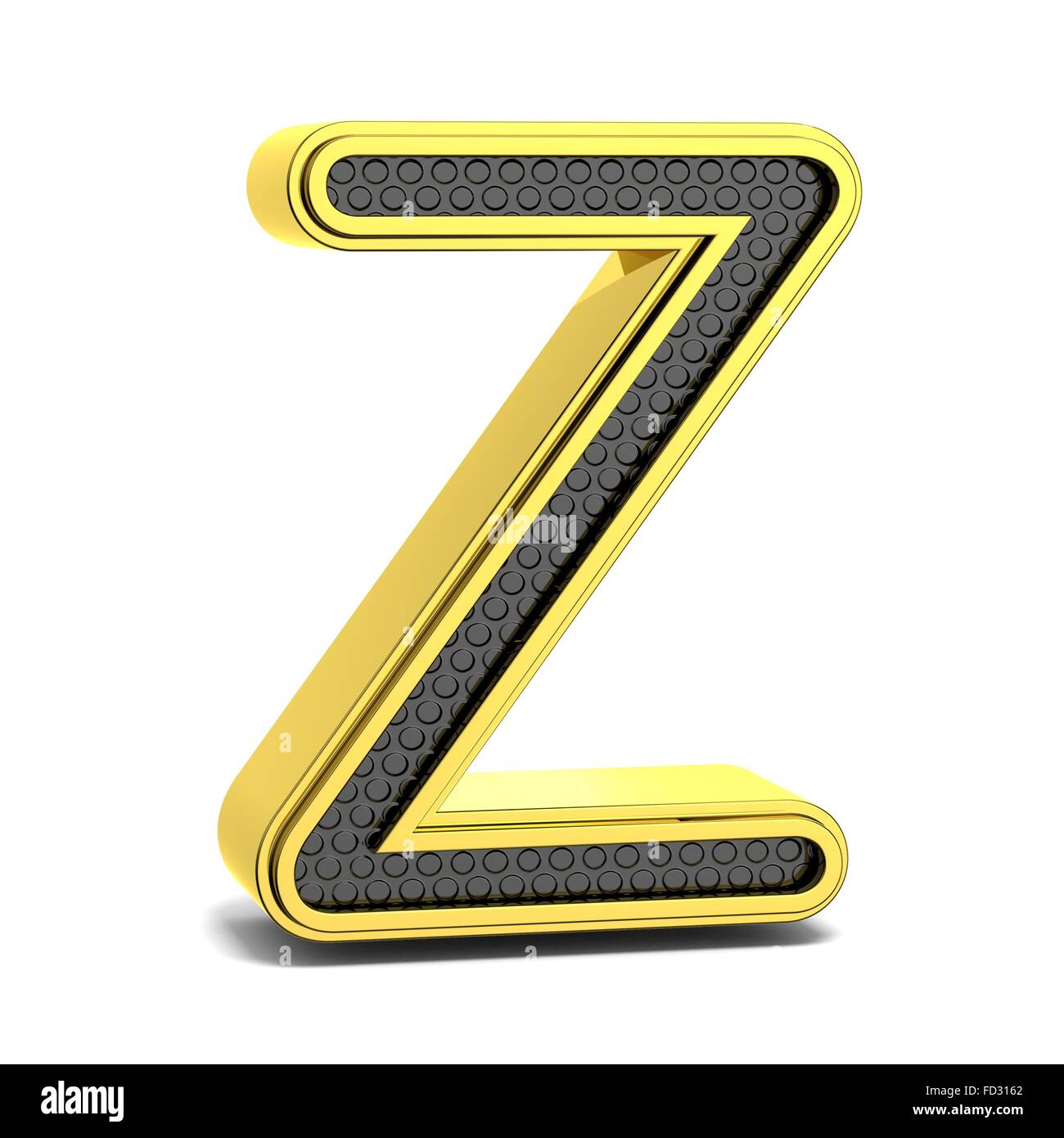 Golden and black round alphabet. Letter Z. 3D render illustration ...