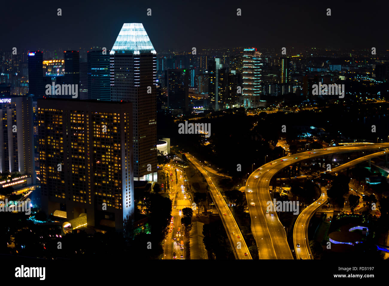 Scenics View Of Modern City Night Lights and Roads Stock Photo - Alamy