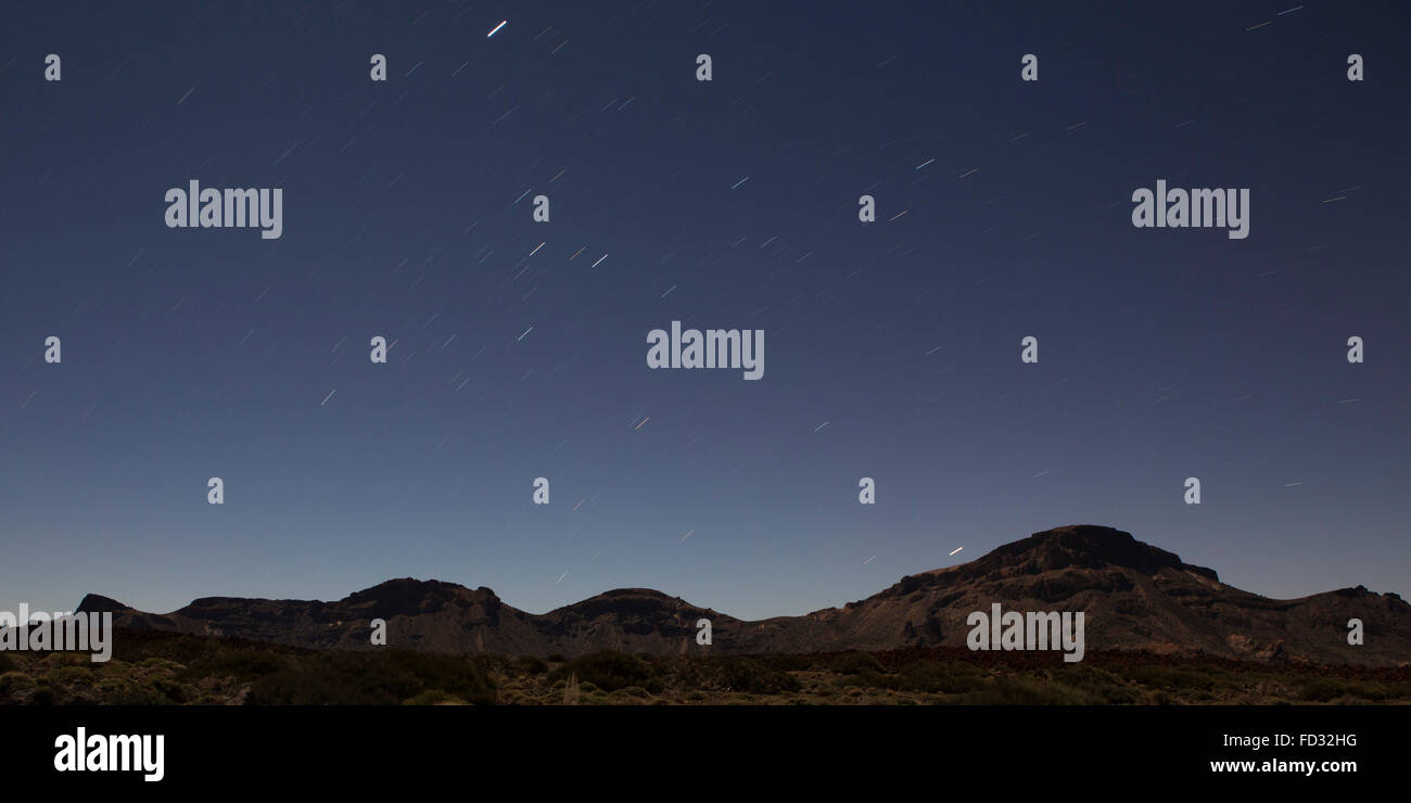 Stars in the night sky above Teide National Park on Tenerife, Spain ...