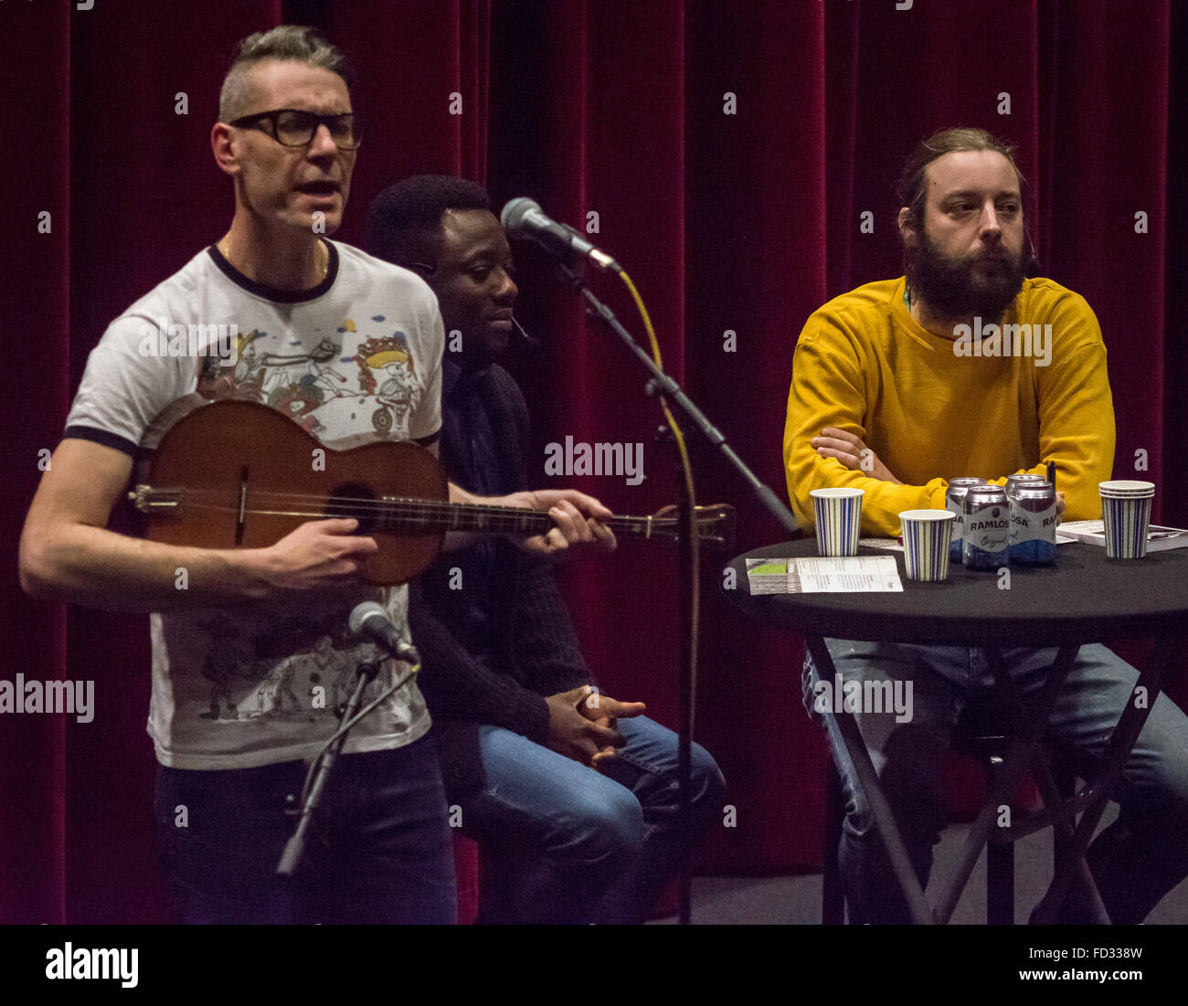 Sweden. 27th Jan, 2016. Musician Thomas Teller, Jude Dibia and Kristian ...