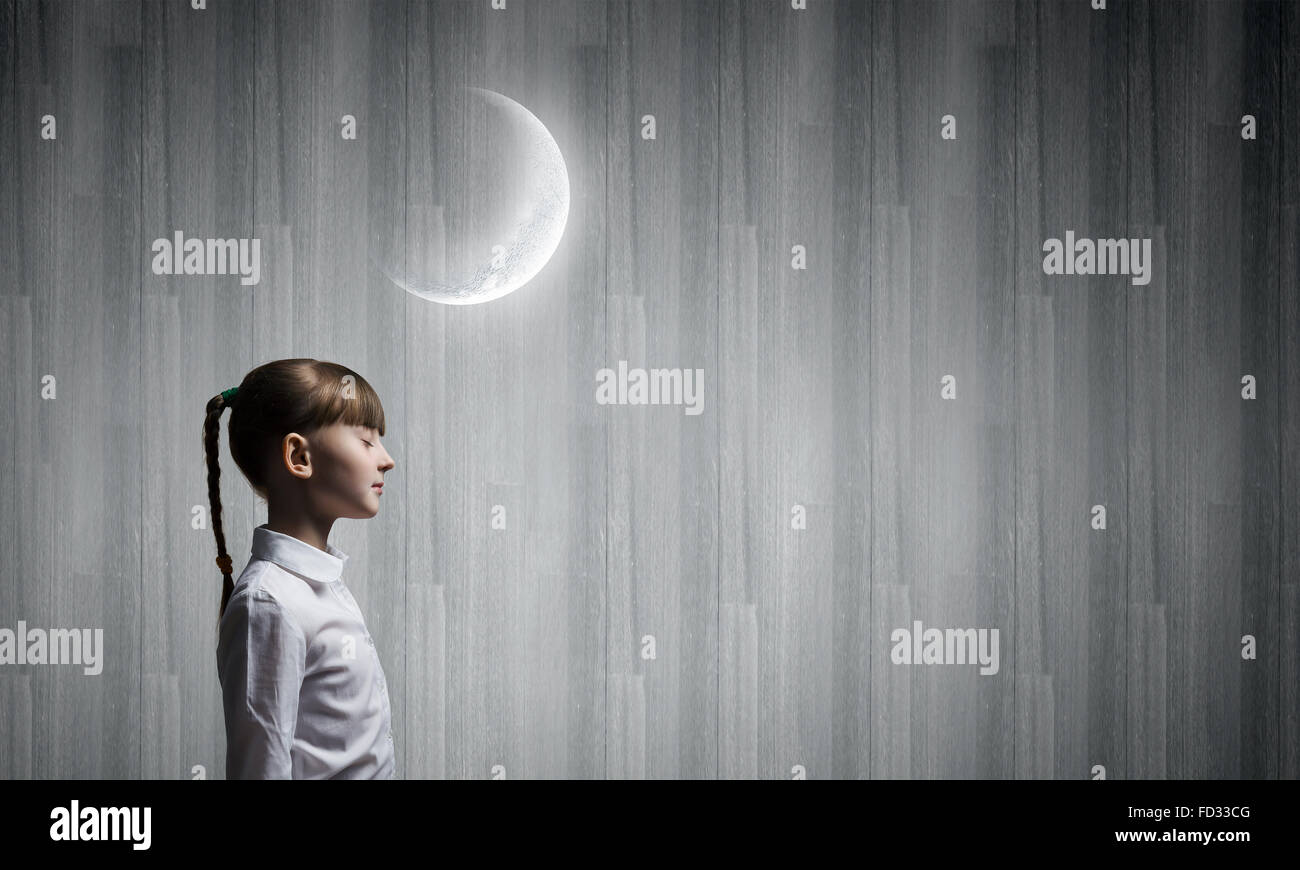 Side view of cute girl with closed eyes Stock Photo - Alamy