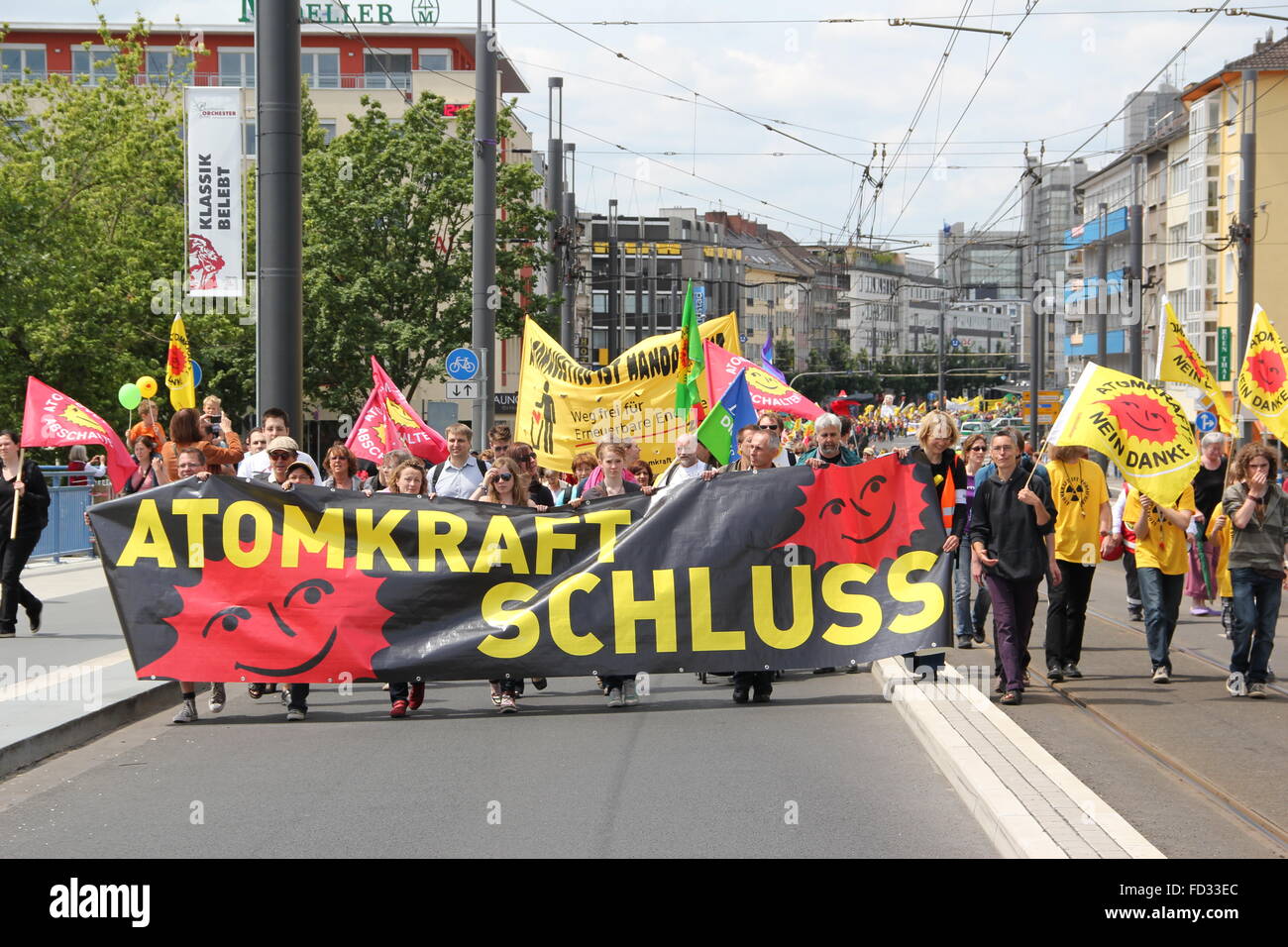 Demonstration against atomic energy in bonn kennedy bridge hi-res stock ...