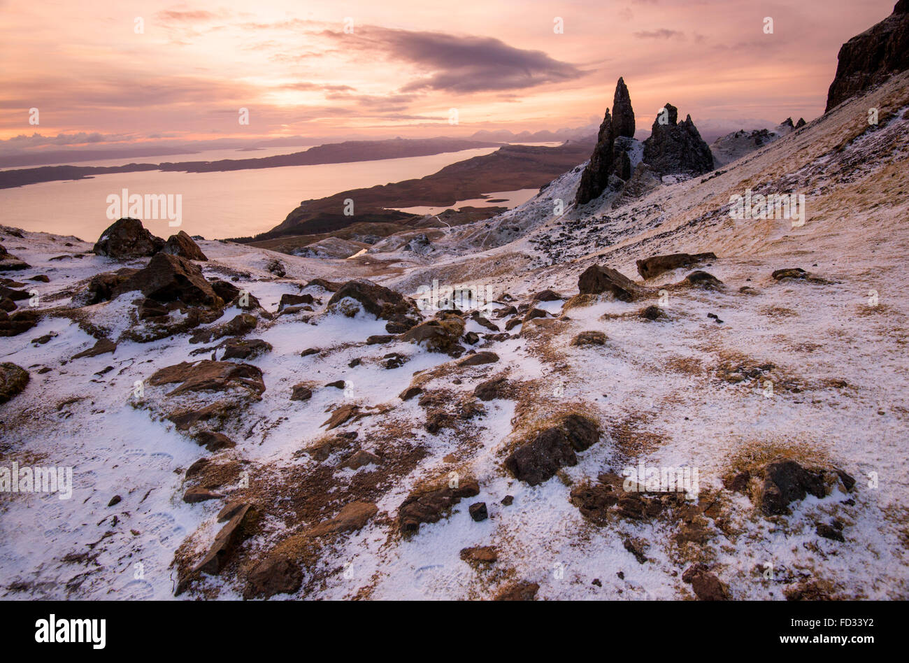 Winter Sunrise at the Old Man of Storr, Isle of Skye Scotland UK Stock ...
