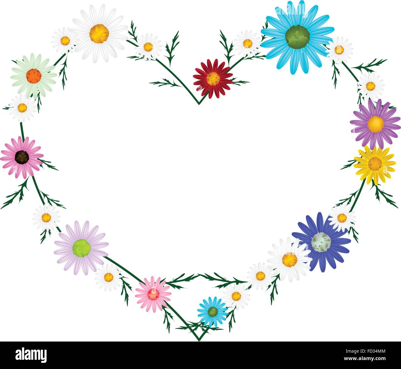 Love Concept, Illustration of Assorted Colors of Daisy Flowers Forming ...
