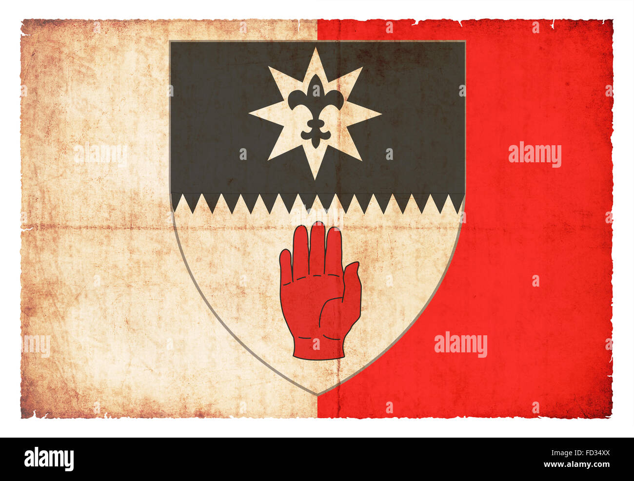 Flag of the Irish county Tyrone created in grunge style Stock Photo - Alamy