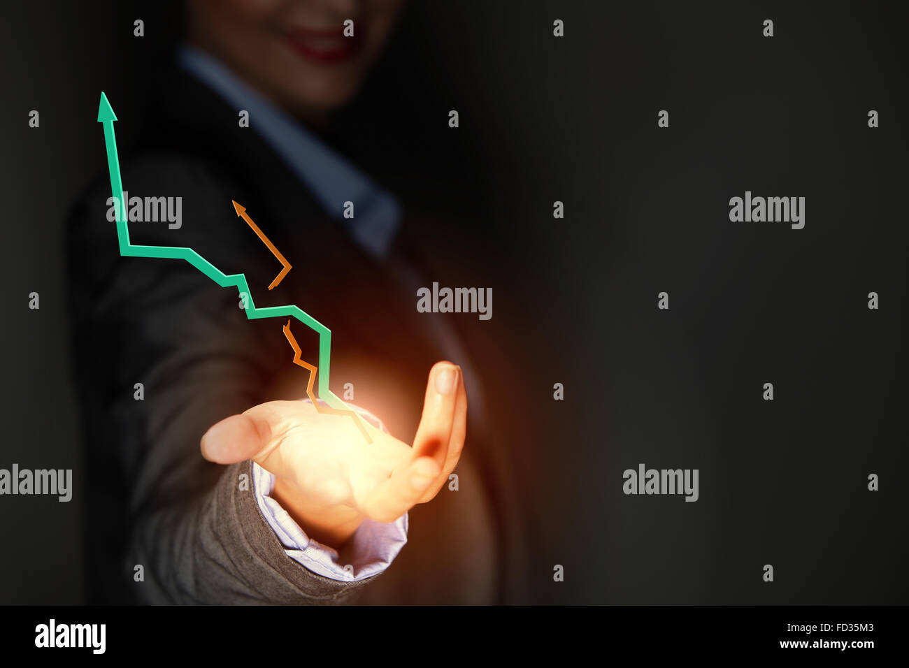 Close up of businesswoman holding graphs in hand Stock Photo - Alamy