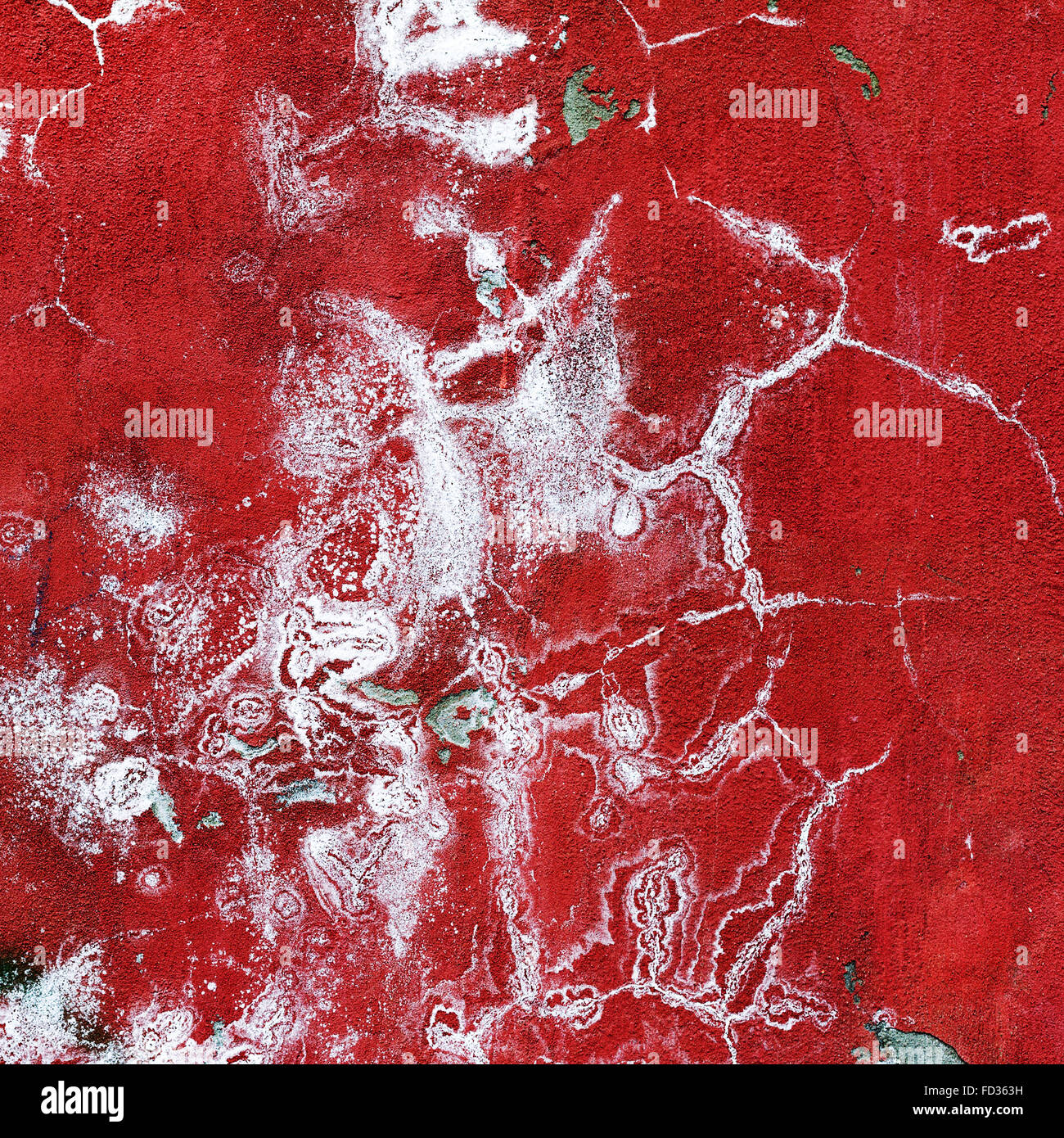 Creative beautiful bright red with white stains background, cracks and ...