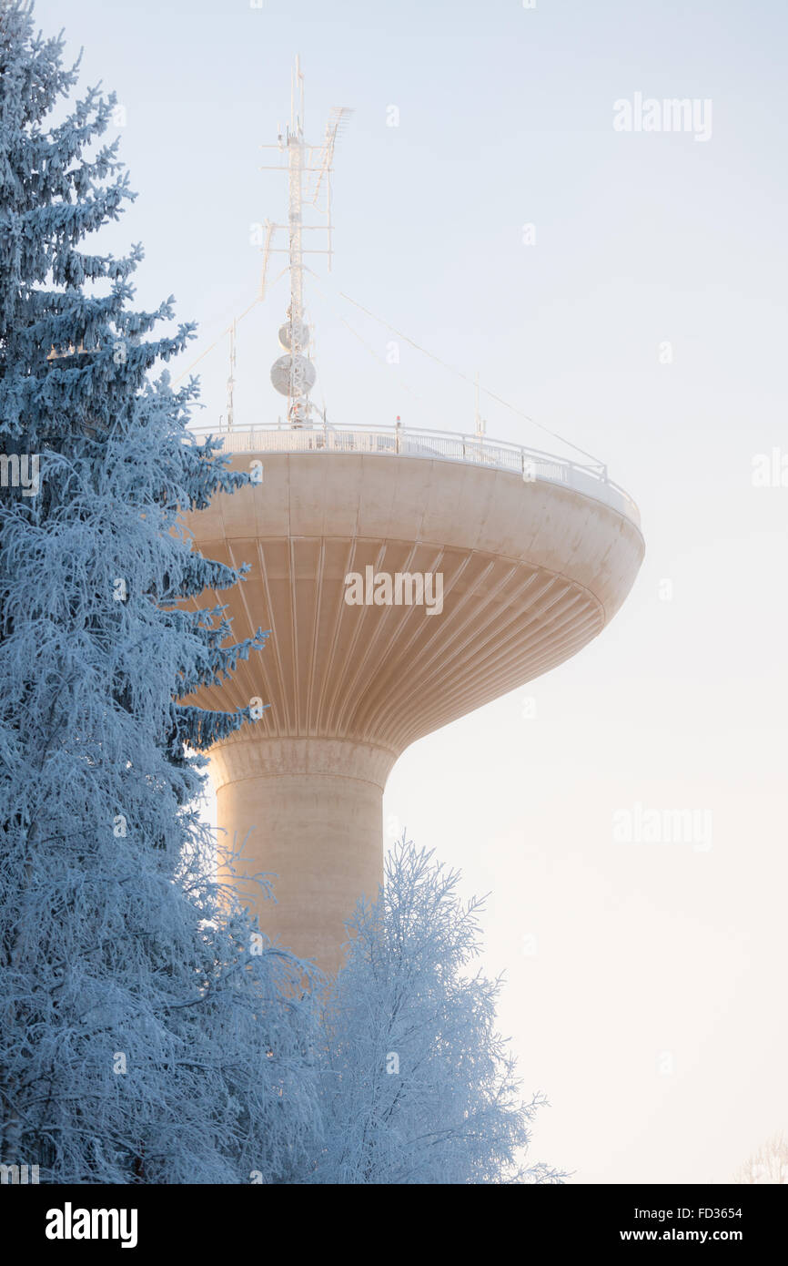 Water tower in cold winter weather Stock Photo - Alamy