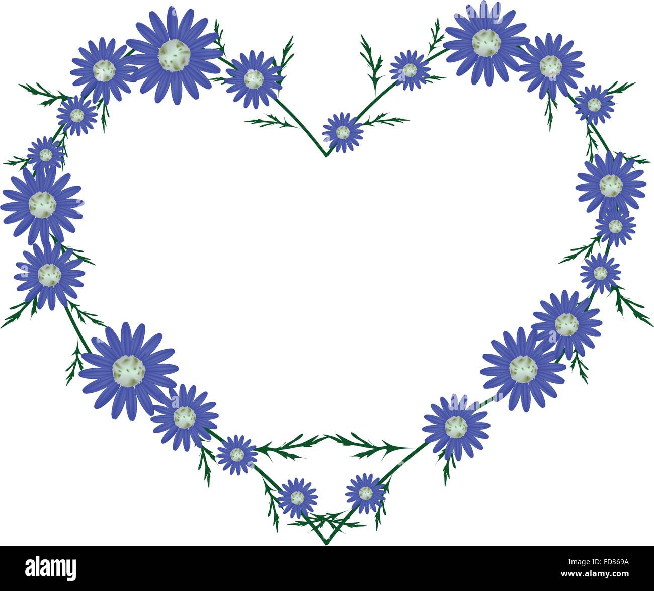 Love Concept, Illustration of Fresh Blue Daisy Flowers Forming in Heart ...