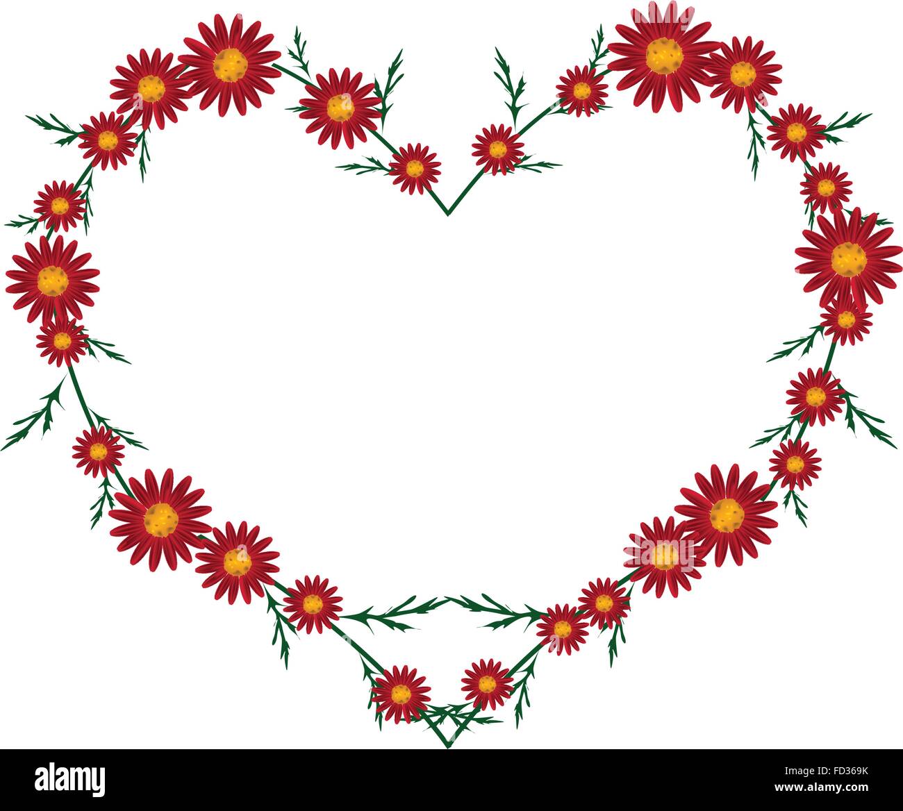Love Concept, Illustration of Fresh Red Daisy Flowers Forming in Heart ...