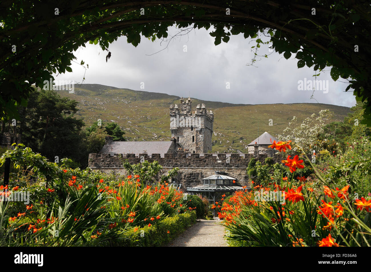 Glenveagh Castle at the Lough Beagh in the Glenveagh National Park ...