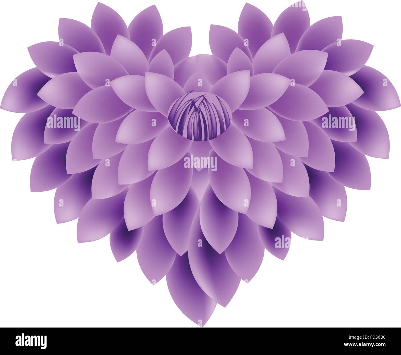 Love Concept, Illustration of Violet Dahlia Flowers Forming in Heart ...
