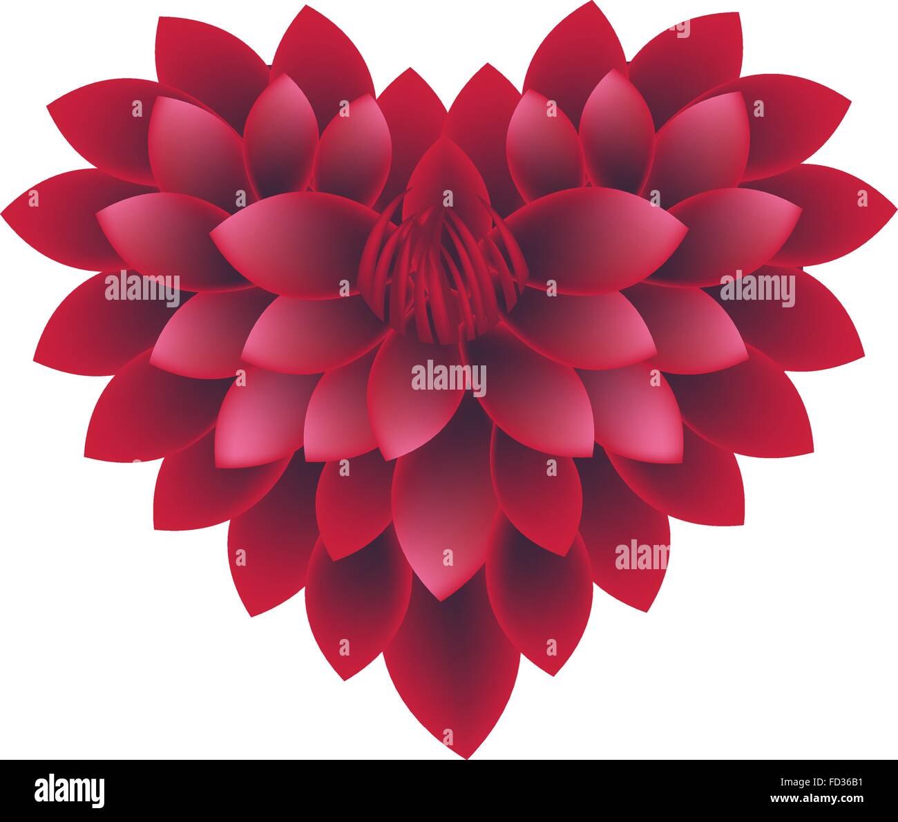 Love Concept, Illustration of Red Dahlia Flowers Forming in Heart Shape ...