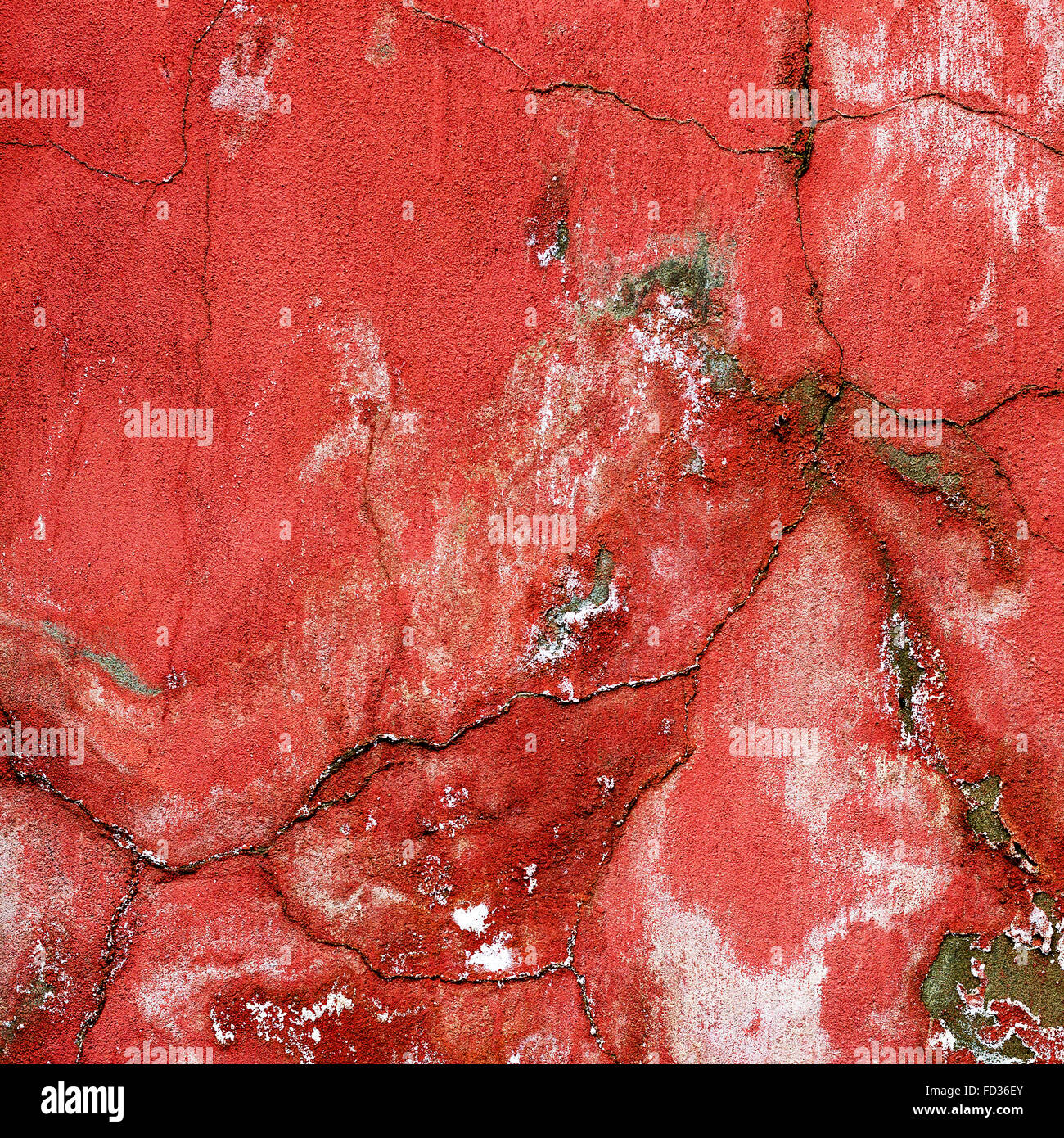 Creative beautiful bright red with white stains background, cracks and ...
