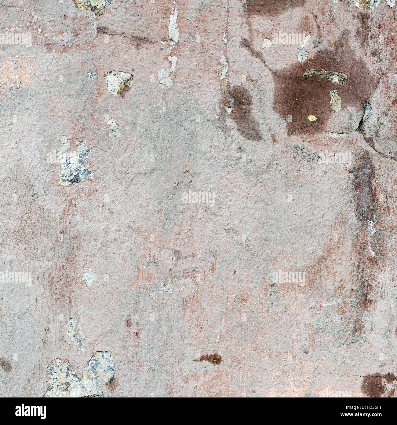 Dirty concrete wall with streaks of water, stains, cracks and scratches ...