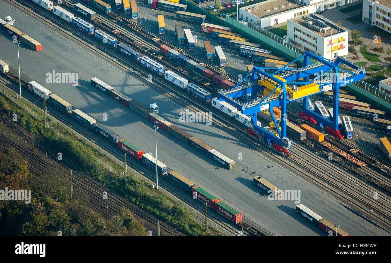 Aerial view, container, container loading, gantry crane, logistics ...