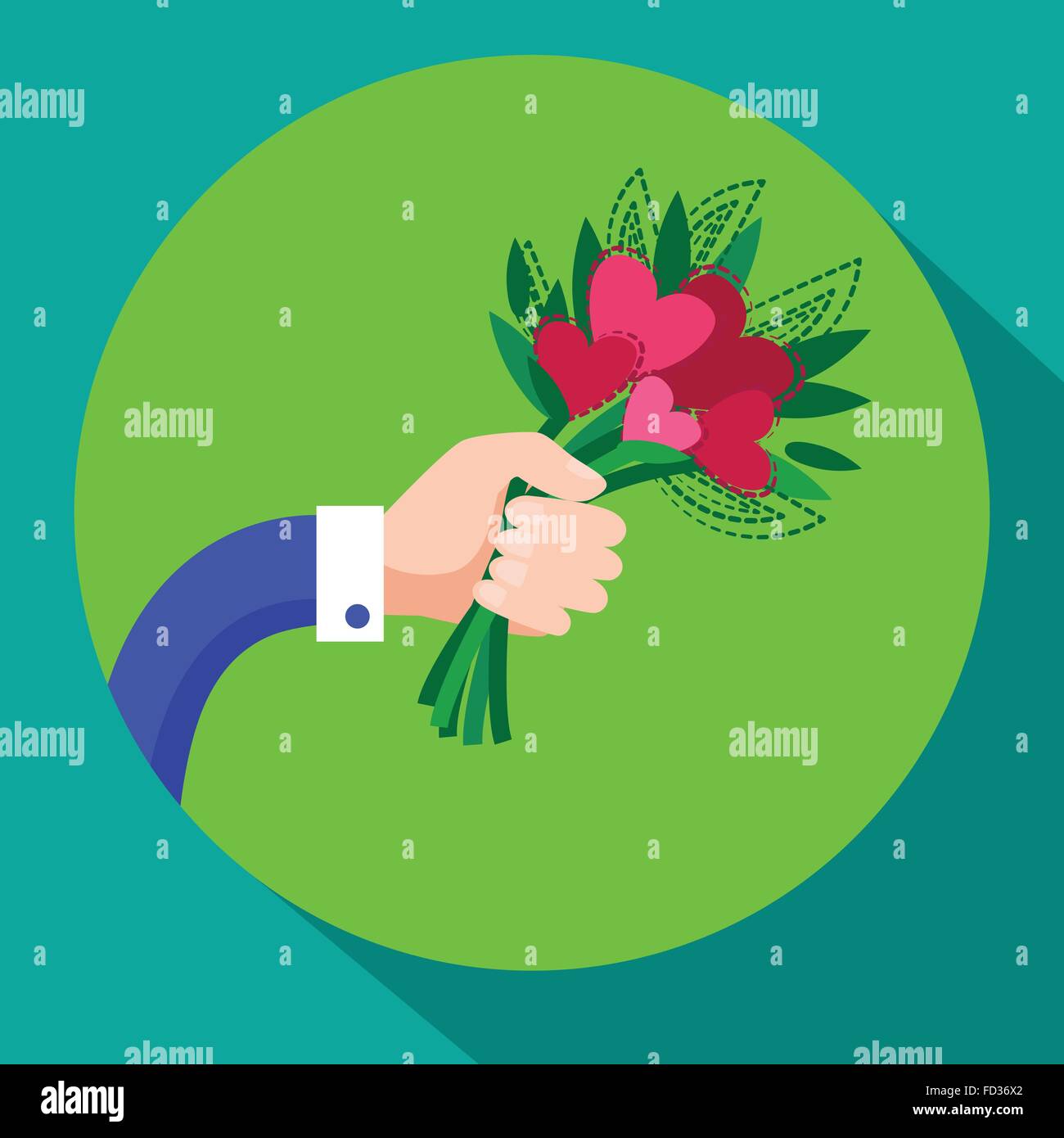 Male hand giving wedding bouquet Stock Vector Images - Alamy