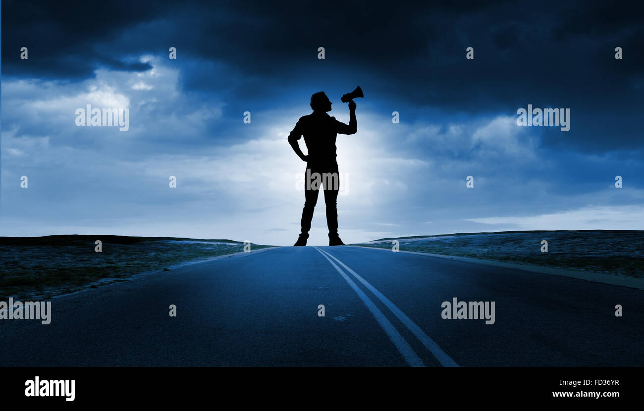 Silhouette man night screaming hi-res stock photography and images - Alamy
