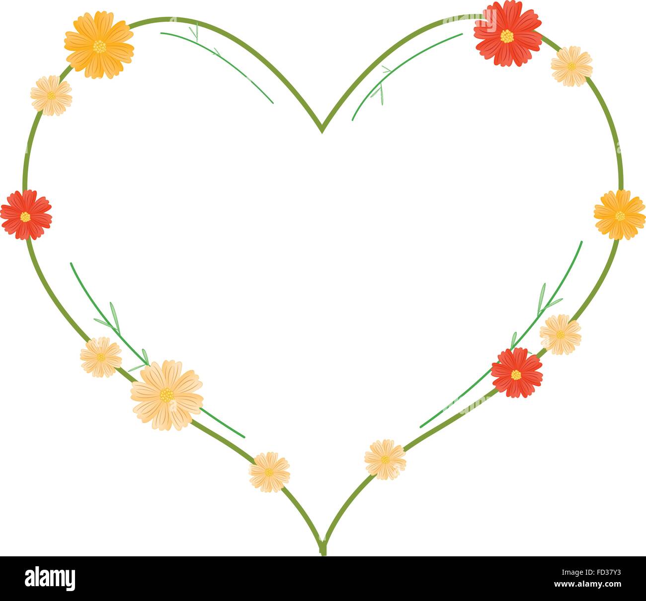 Love Concept, Illustration of Yellow and Orange Cosmos Flowers or ...