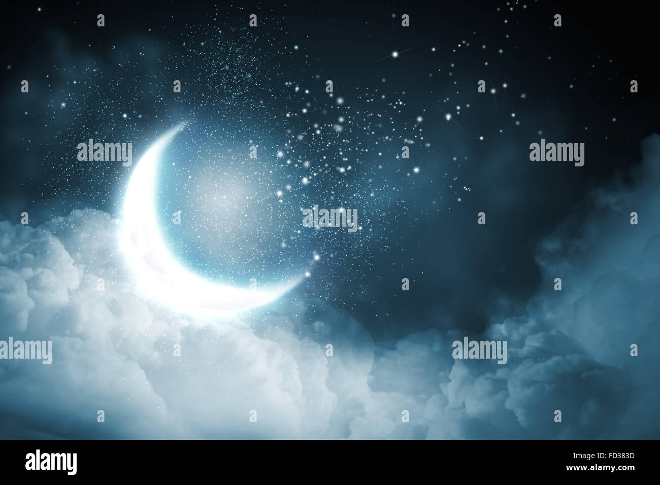Background image of night sky with bright moon Stock Photo - Alamy