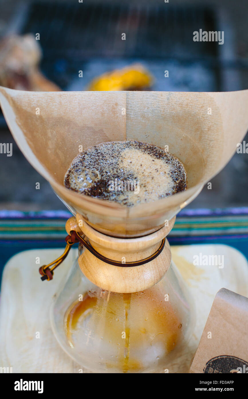 Coffee while camping in Big Sur, California Stock Photo - Alamy
