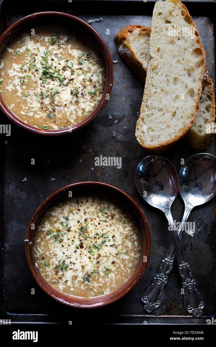Bread and soup Stock Photo - Alamy