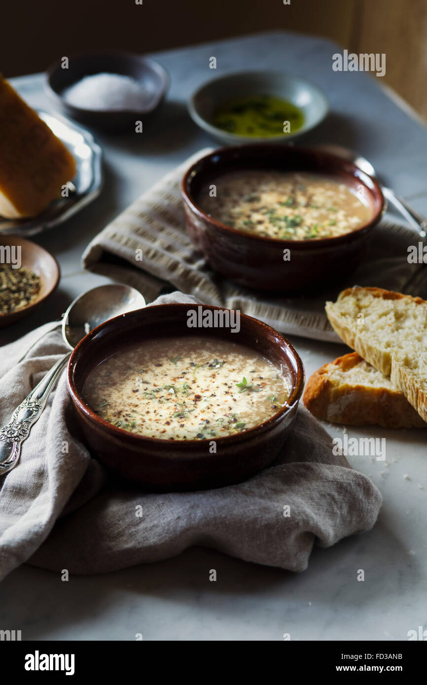 Bread and soup Stock Photo - Alamy