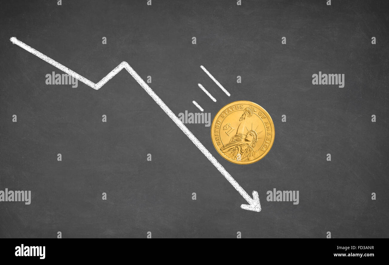 Falling Dollar money cash Stock Photo - Alamy