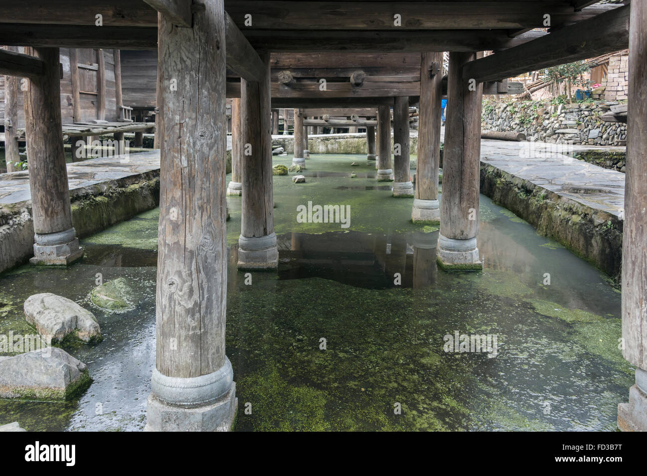 Elevated rice storage houses, Datang Village, Guizhou Province, China ...