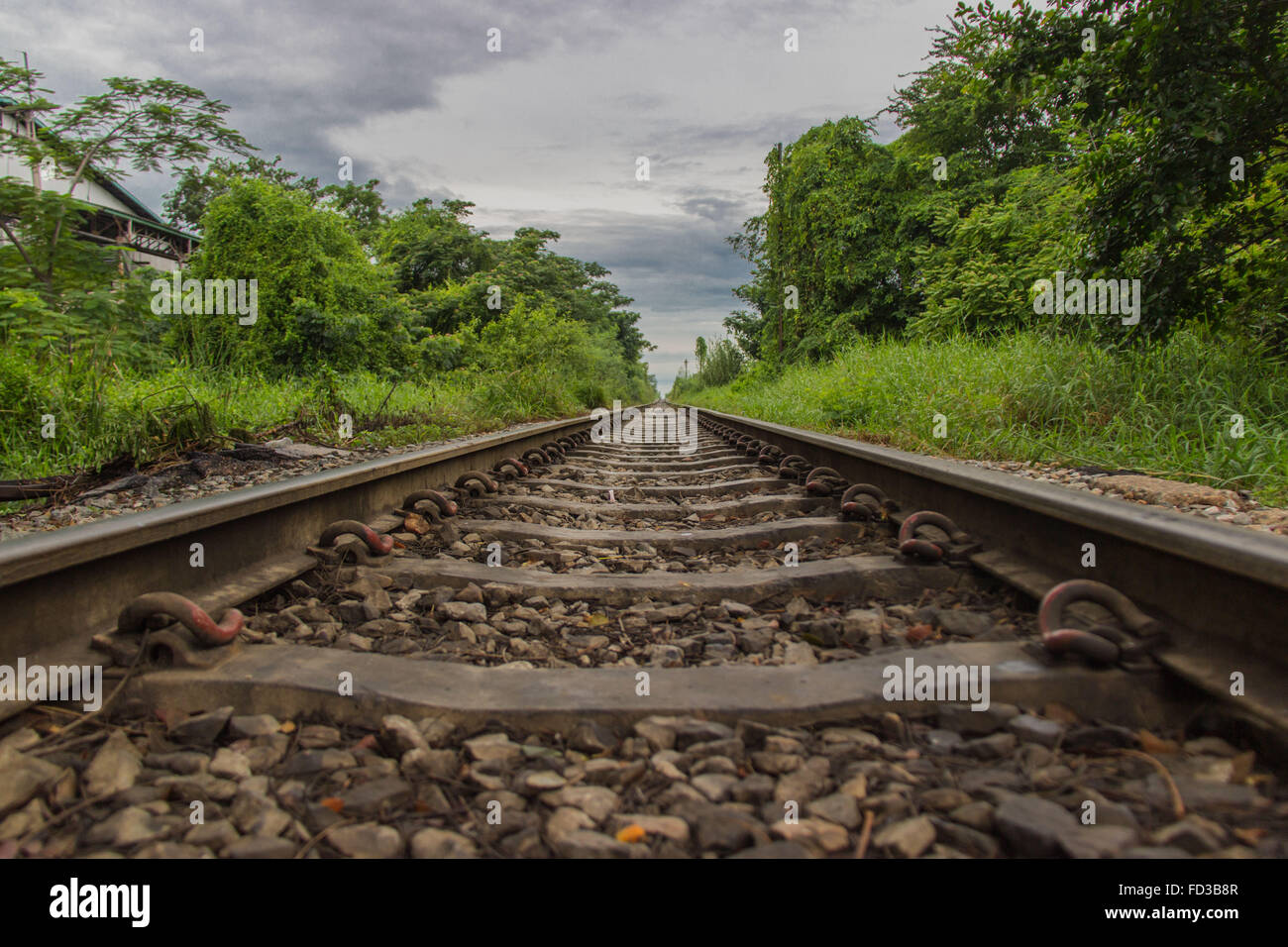 train tracks just outside of Bangkok, Thailand Stock Photo - Alamy